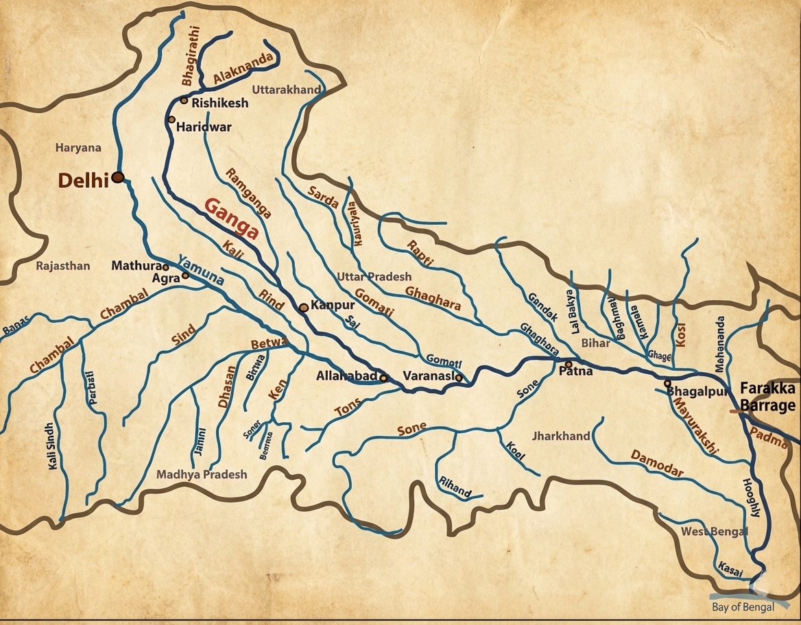 Ganga River System: Origin, Course & Tributaries - IAS Test